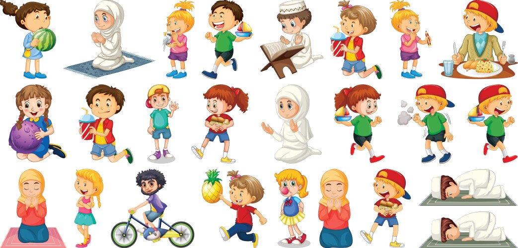 Children doing different activities cartoon Vector Image