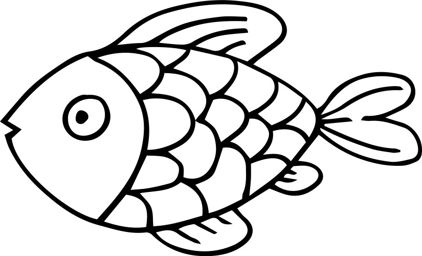 Cute fish outline coloring page isolated on white Vector Image