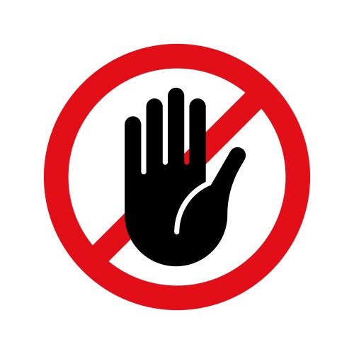 Stop hand no entry sign icon Royalty Free Vector Image