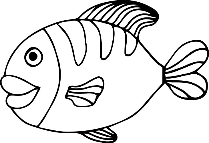 Cute fish outline coloring page isolated on white Vector Image