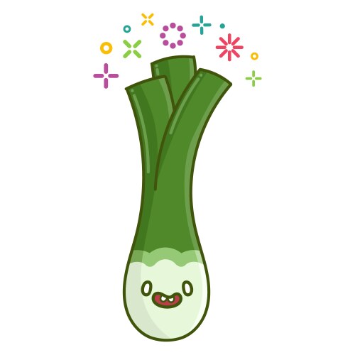 Kawaii smiling leek vegetable cartoon Royalty Free Vector