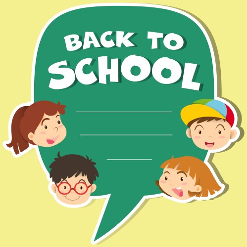 Line paper template with kids and books Royalty Free Vector