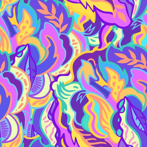 Colorful seamless pattern with chaotic floral Vector Image