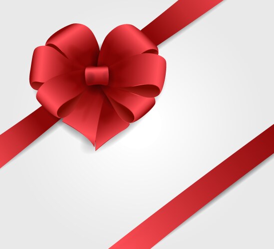 Red gift ribbon with round rosette bow realistic Vector Image