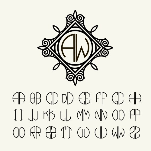 Template letters to create monograms Royalty Free Vector