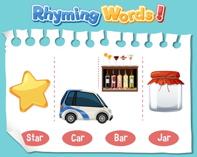 Rhyming words with images Royalty Free Vector Image