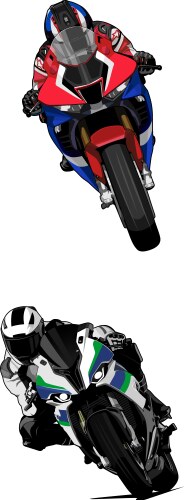 A motorcyclist in helmet riding bike Royalty Free Vector