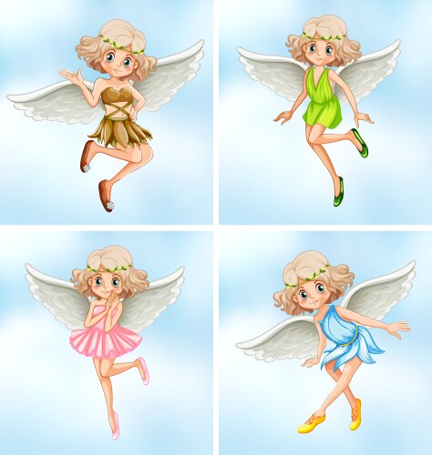 Four fairies in beautiful outfit Royalty Free Vector Image