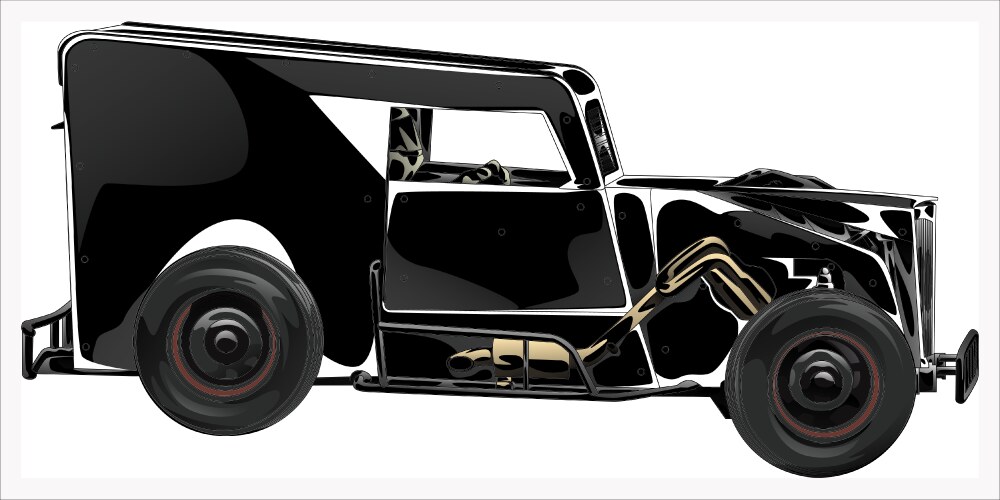 Yellow drag racing car with grey strip Royalty Free Vector