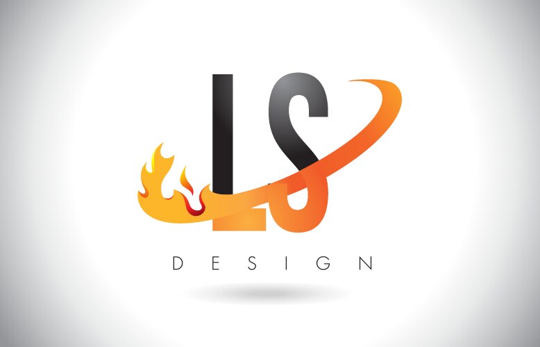 Ls l s letter logo design with swoosh and black Vector Image