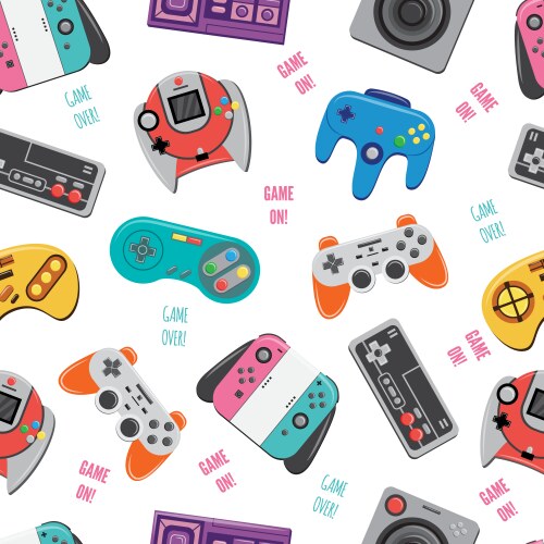 Gamer pattern seamless print with game controller Vector Image