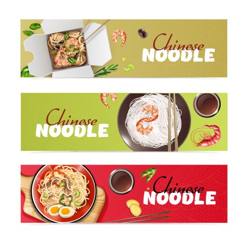 Chinese noodles realistic banner Royalty Free Vector Image
