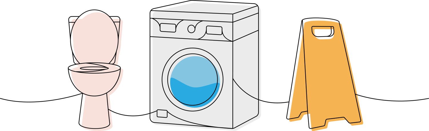 Housekeeping set one line colored continuous Vector Image