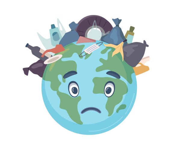 Sick earth from pollution concept Royalty Free Vector Image