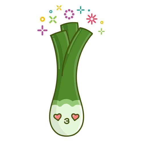 Kawaii smiling leek vegetable cartoon Royalty Free Vector