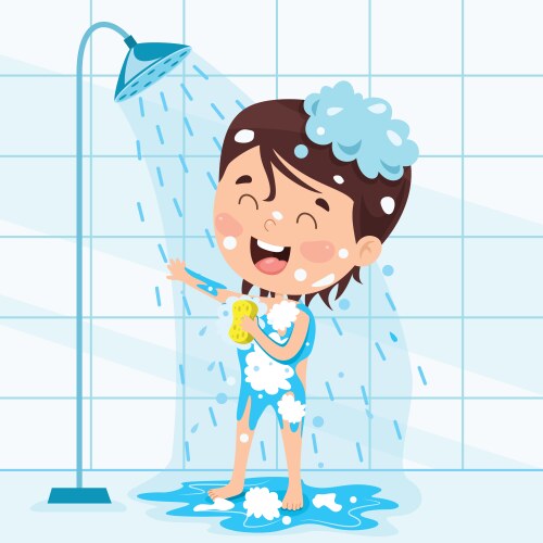 Kid bathing Royalty Free Vector Image - VectorStock