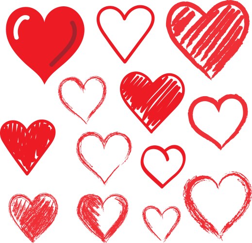 Hand drawn hearts design elements for valentine s Vector Image