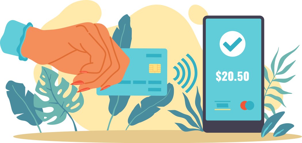 Mobile bank credit card service concept Royalty Free Vector