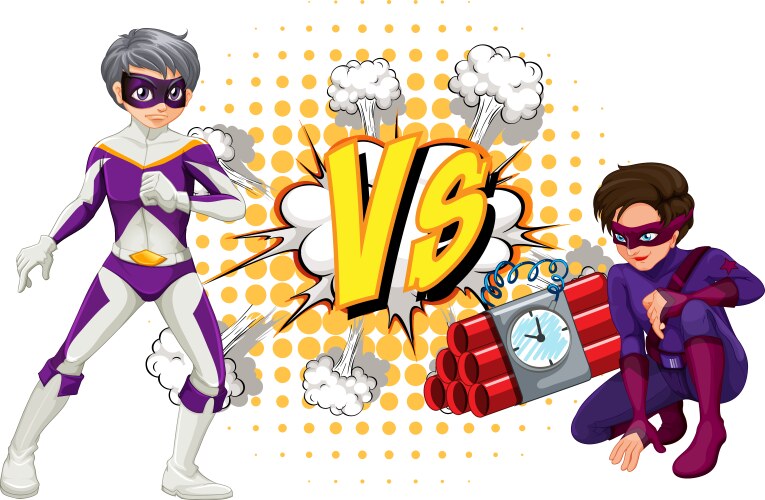 Two superheroes fighting each other Royalty Free Vector