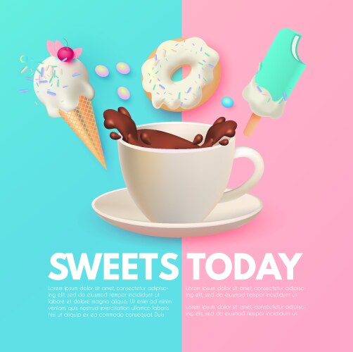 Cafe ad design template coffee sweets and ice Vector Image
