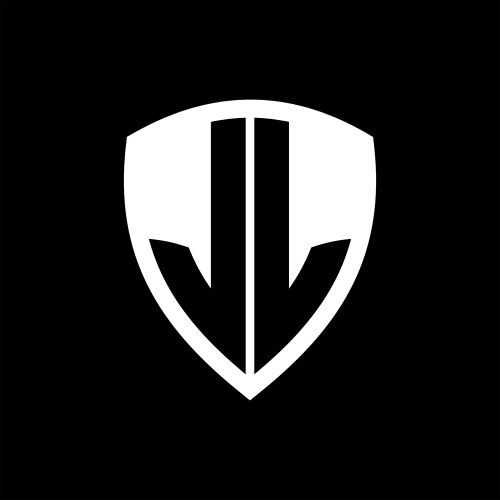 Jl letter bold monogram triangle curve shield Vector Image