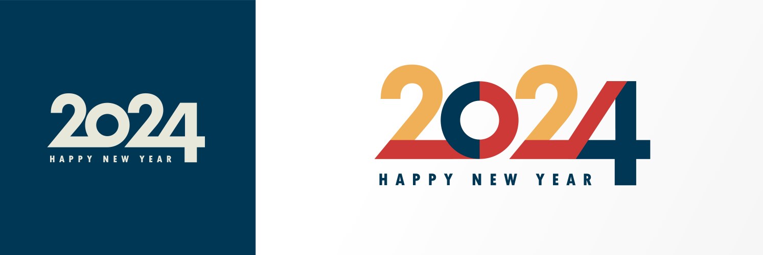 2024 typography logo design concept happy new Vector Image