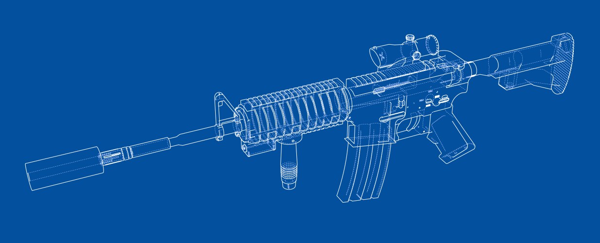 Machine gun rendering of 3d Royalty Free Vector Image