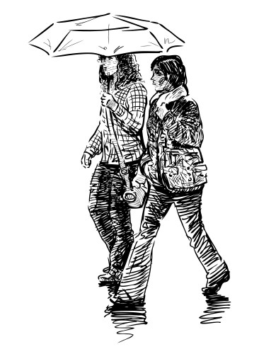 Sketch of casual couple city pedestrians under Vector Image Sketch of casual couple city pedestrians under Vector Image