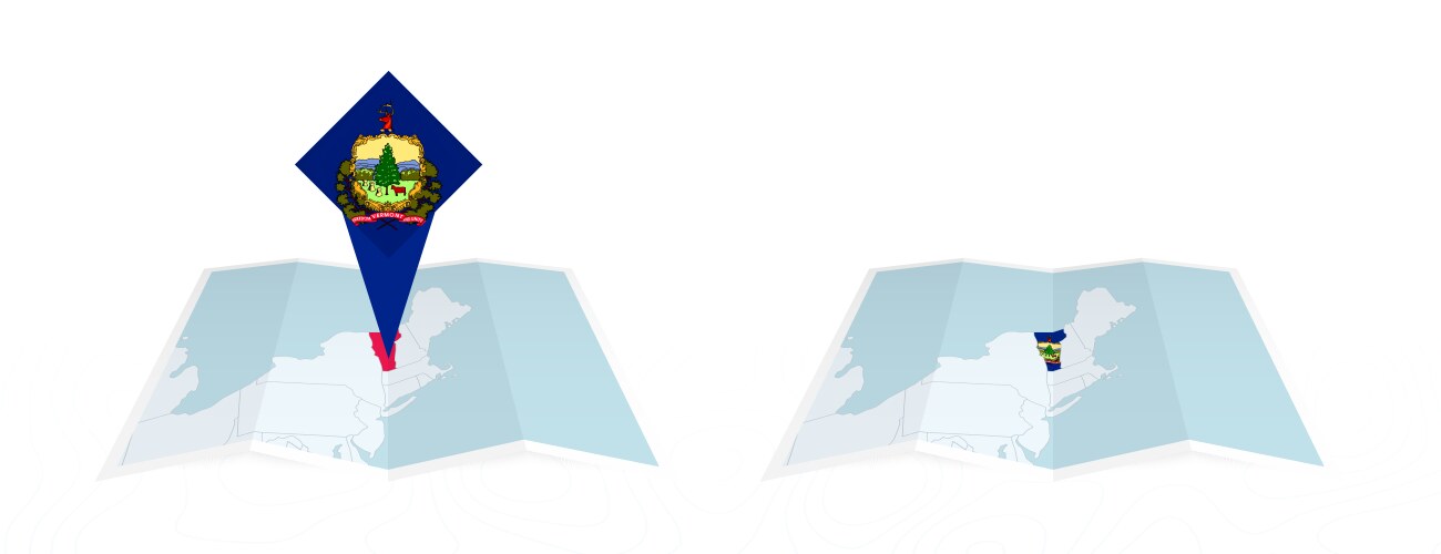 Two versions of an north dakota folded map one Vector Image