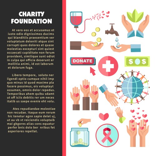 Charity giving and donation poster template Vector Image