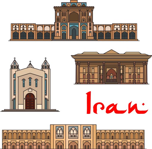 Iran architecture landmarks sightseeings Vector Image