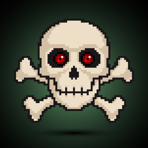 Pixel skull and bones Royalty Free Vector Image