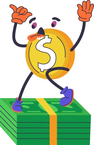 Payment coin character cartoon Royalty Free Vector Image