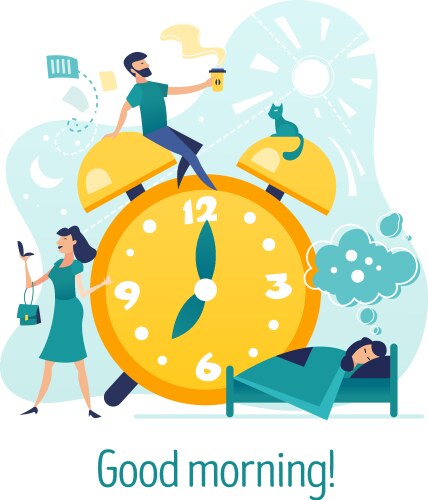 Good morning with little crow Royalty Free Vector Image