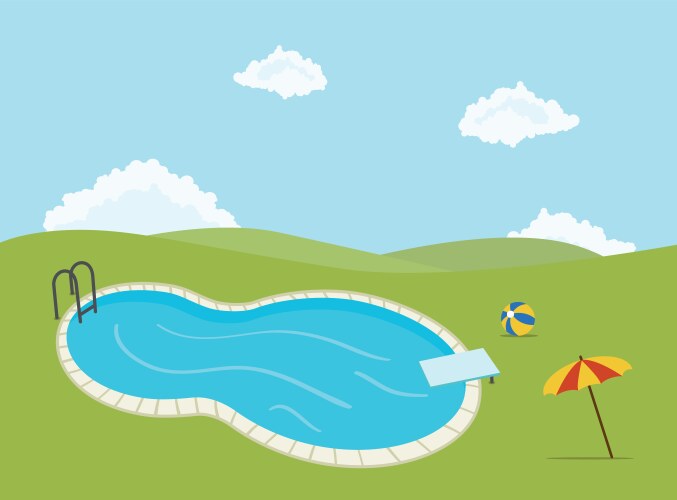 Happy kids playing in swimming pool Royalty Free Vector