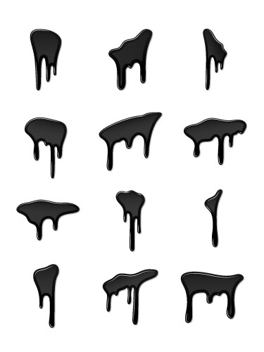 Drip paint 3d set ink stain drop melt liquid Vector Image