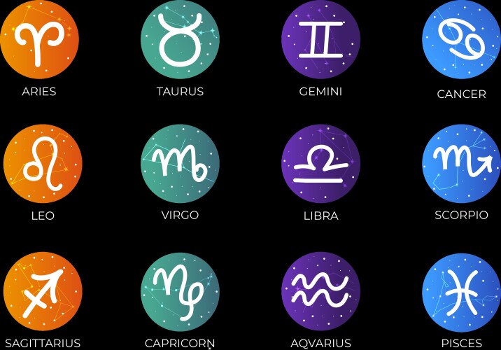 Gradient zodiac sign collection Royalty Free Vector Image