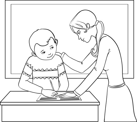 Teacher teaching in classroom Royalty Free Vector Image