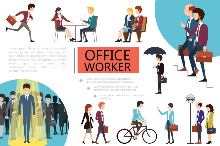 Office workers flat set Royalty Free Vector Image
