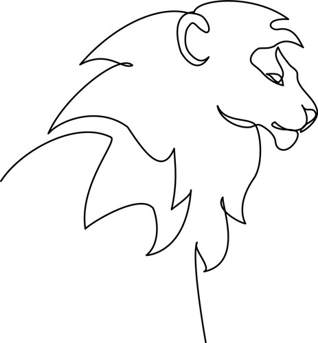 Young lioness with lion cub one line drawing Vector Image