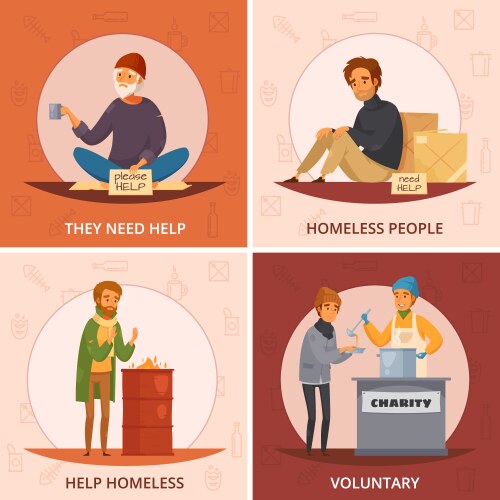 Homeless people cartoon infographics Royalty Free Vector