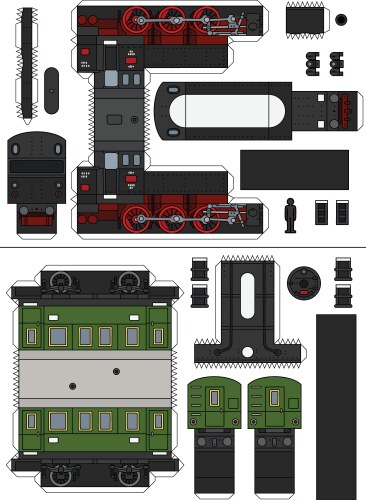 Paper model a classic steam passenger train Vector Image