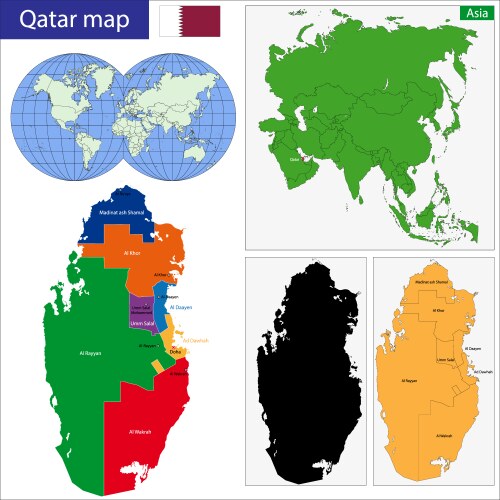 Qatar administrative and political map Royalty Free Vector