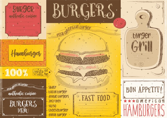 Burger placemat Royalty Free Vector Image - VectorStock
