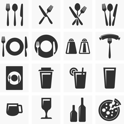 16 restaurant icon collection Royalty Free Vector Image