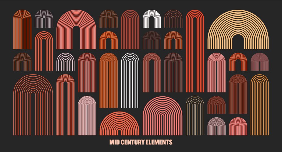 Mid century arch elements modern geometric shapes Vector Image