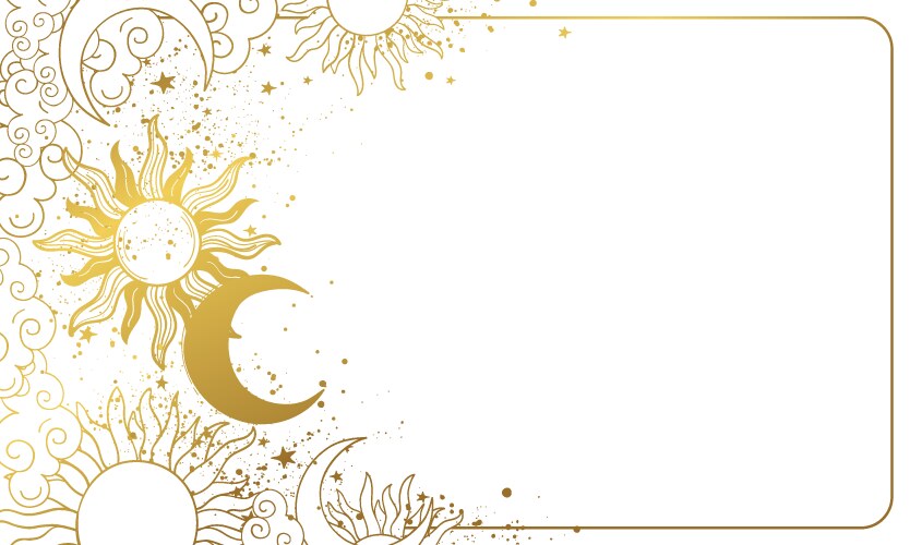 Mystical sky boho banner golden sun and moon Vector Image
