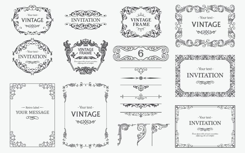 Vintage design elements corners and borders set 2 Vector Image