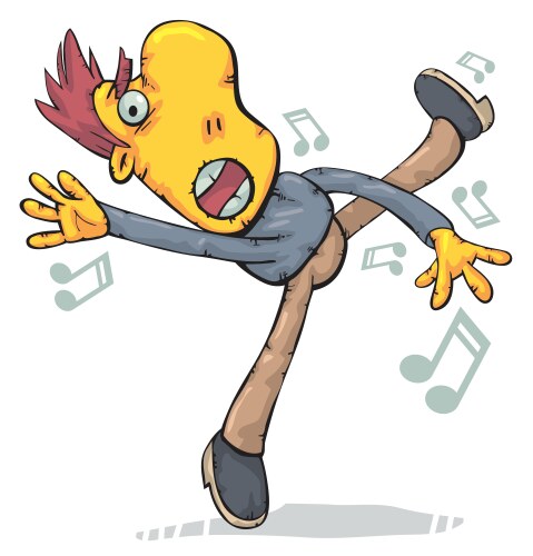 Cute girl is dancing and singing from the sound Vector Image