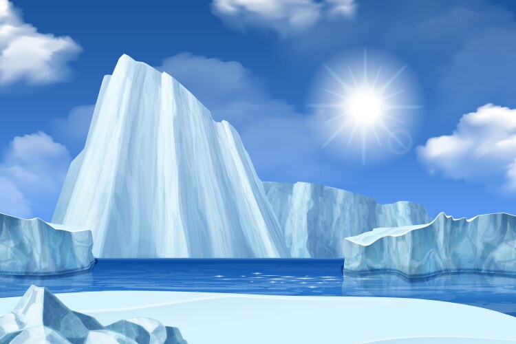 Cartoon arctic iceberg with blue sea winter Vector Image